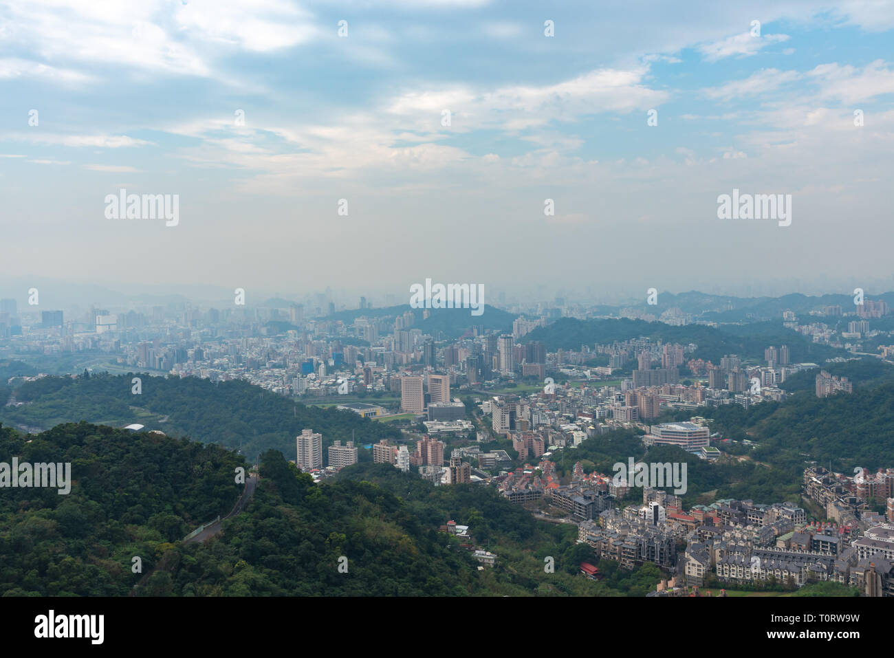 View of Taipei City view from Window of Maokong Gondola,Taiwan Stock ...