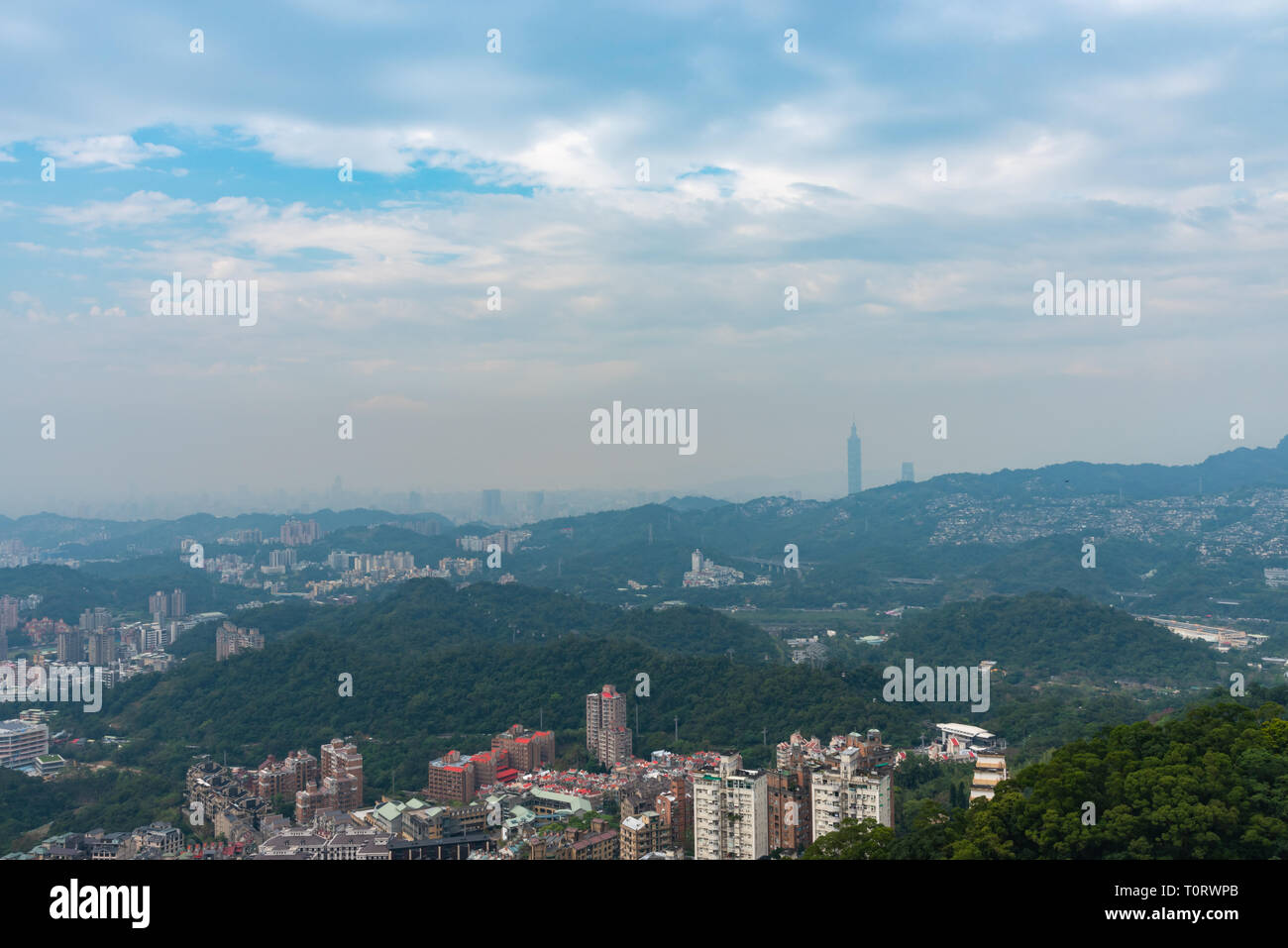 View of Taipei City view from Window of Maokong Gondola,Taiwan Stock ...