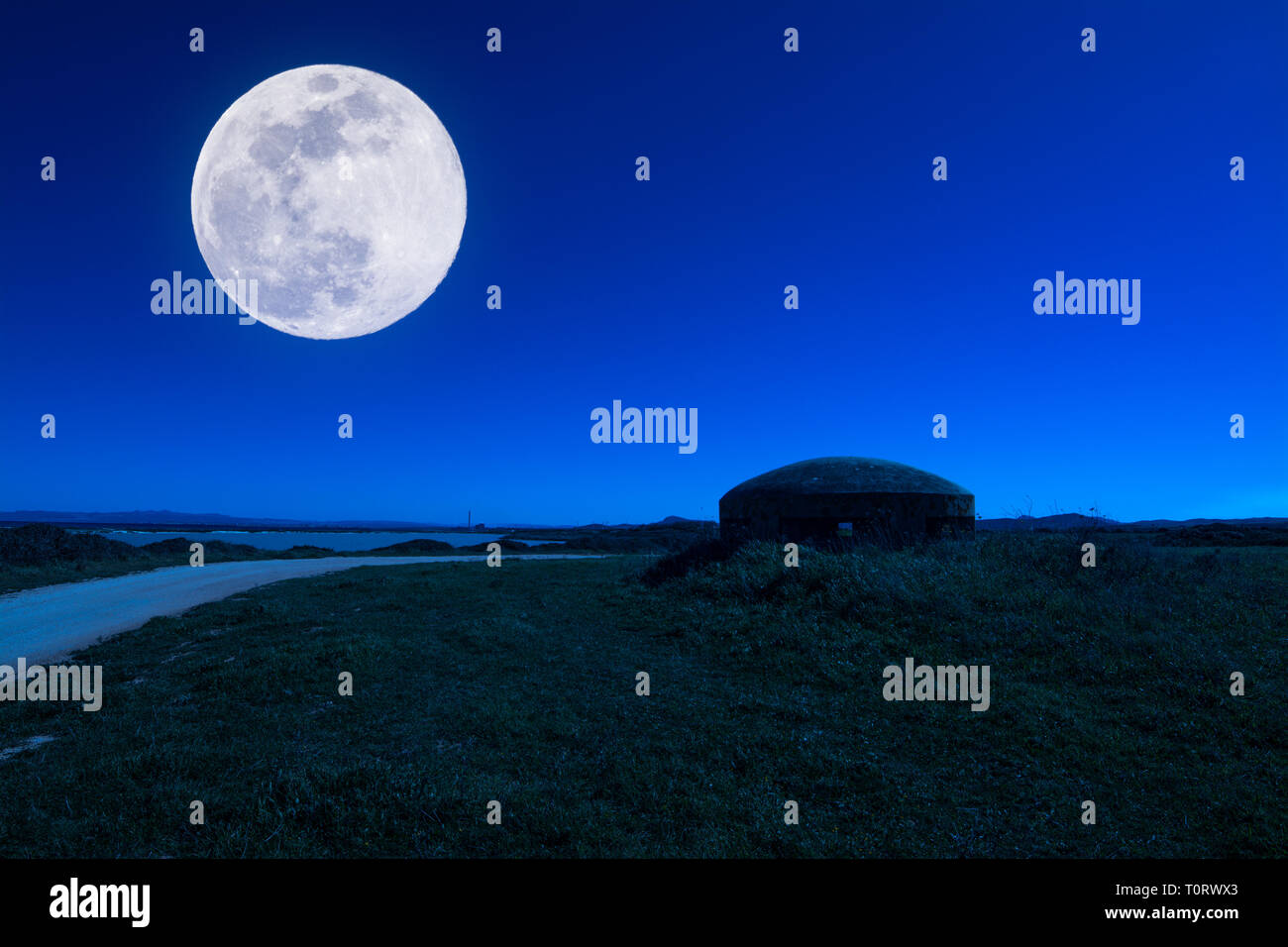 world war ii bunker at night Stock Photo - Alamy
