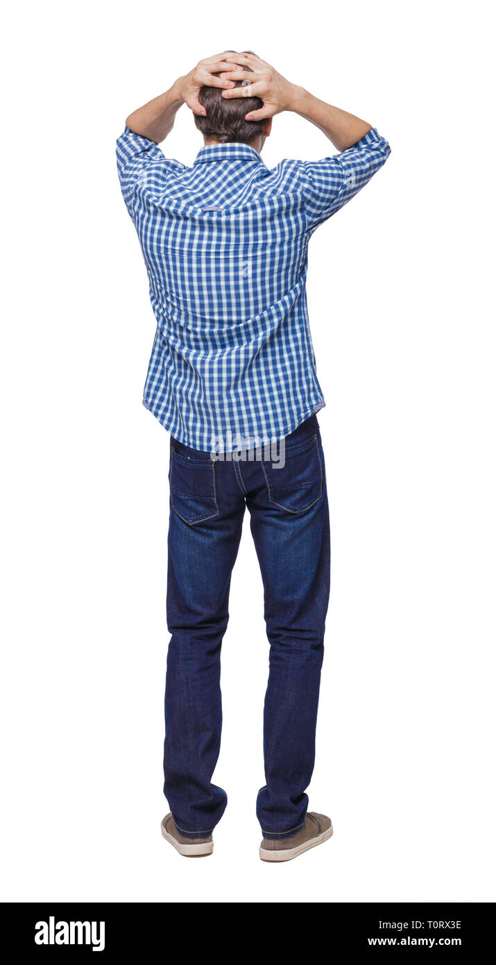 Back view of shocked man. Rear view people collection. backside view of ...