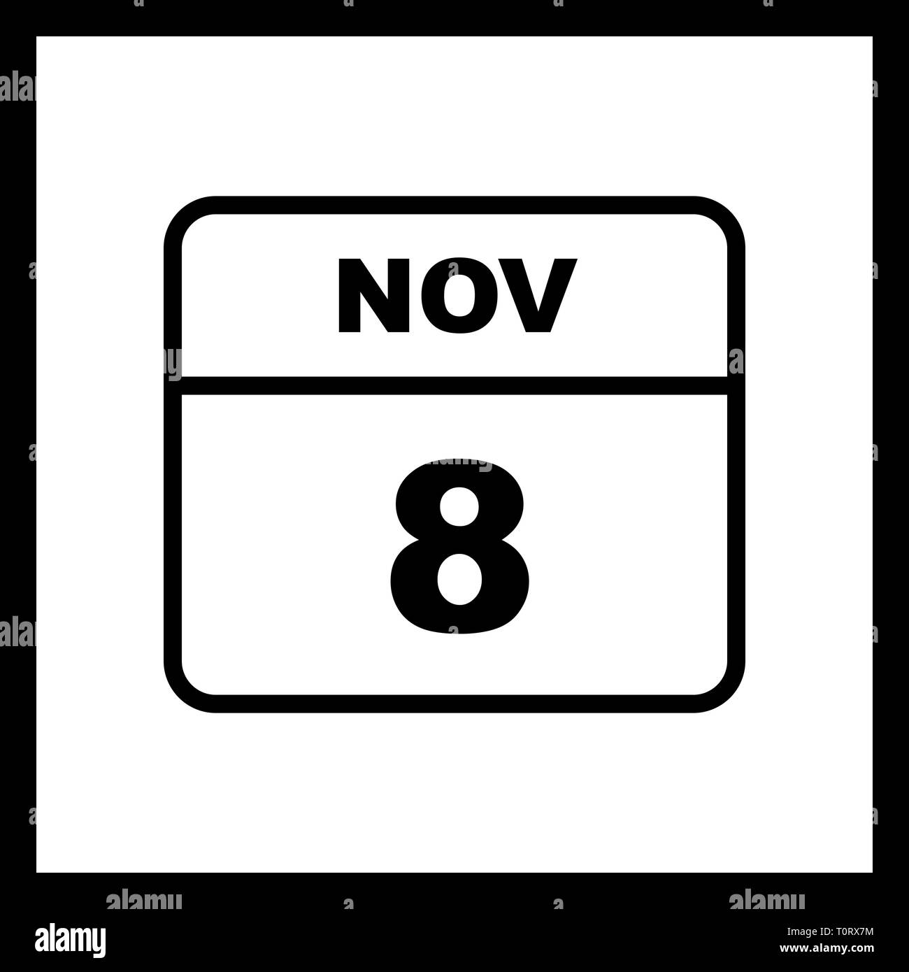 November 8th Date on a Single Day Calendar Stock Photo - Alamy