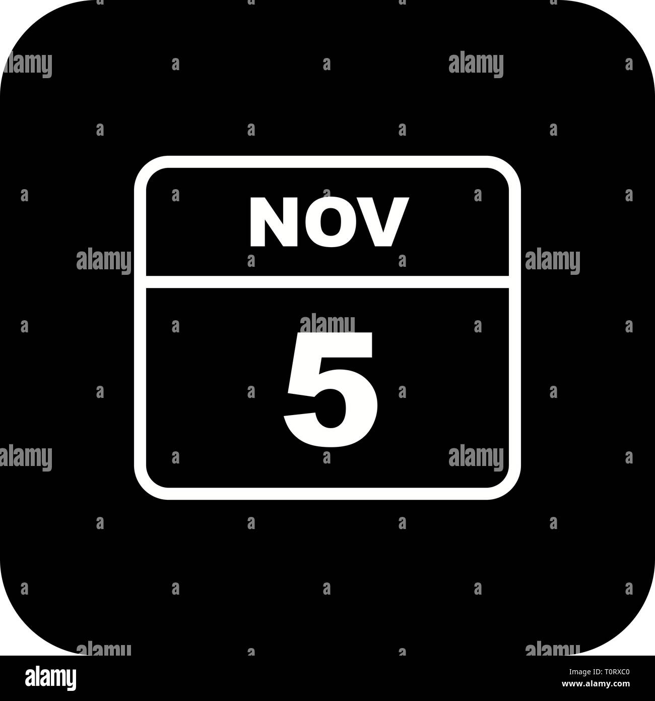 November 5th Date on a Single Day Calendar Stock Photo - Alamy