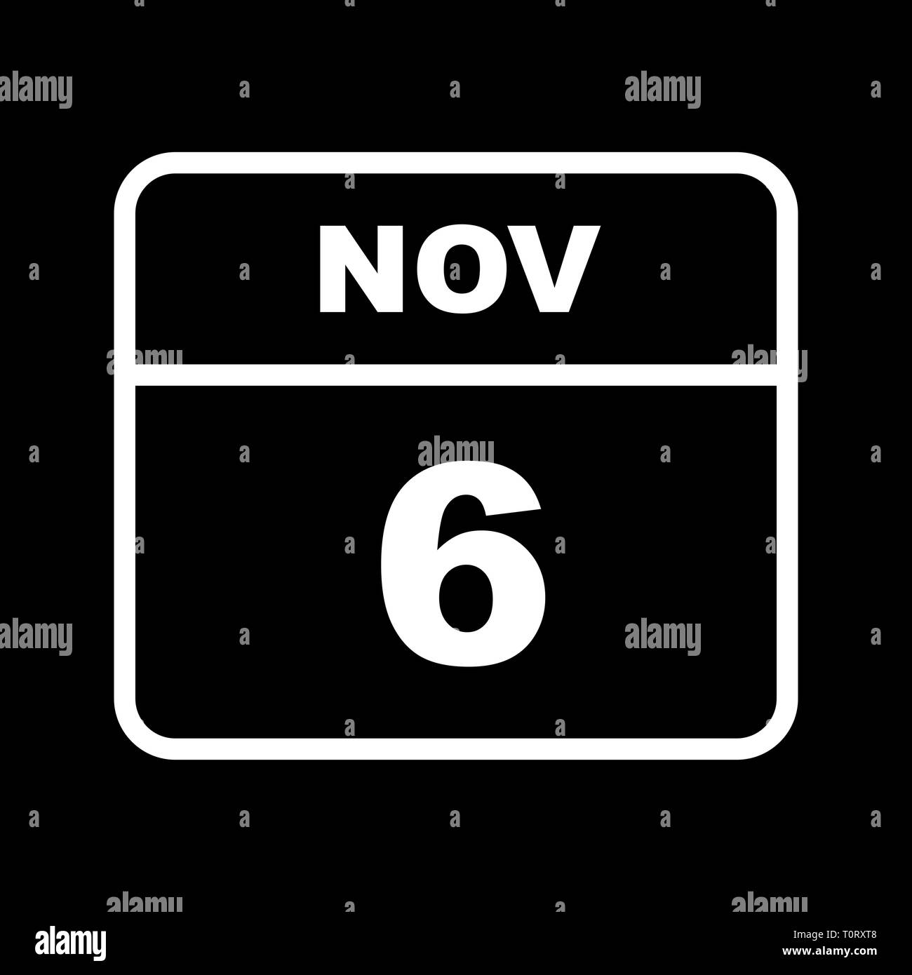 November 6th Date on a Single Day Calendar Stock Photo - Alamy