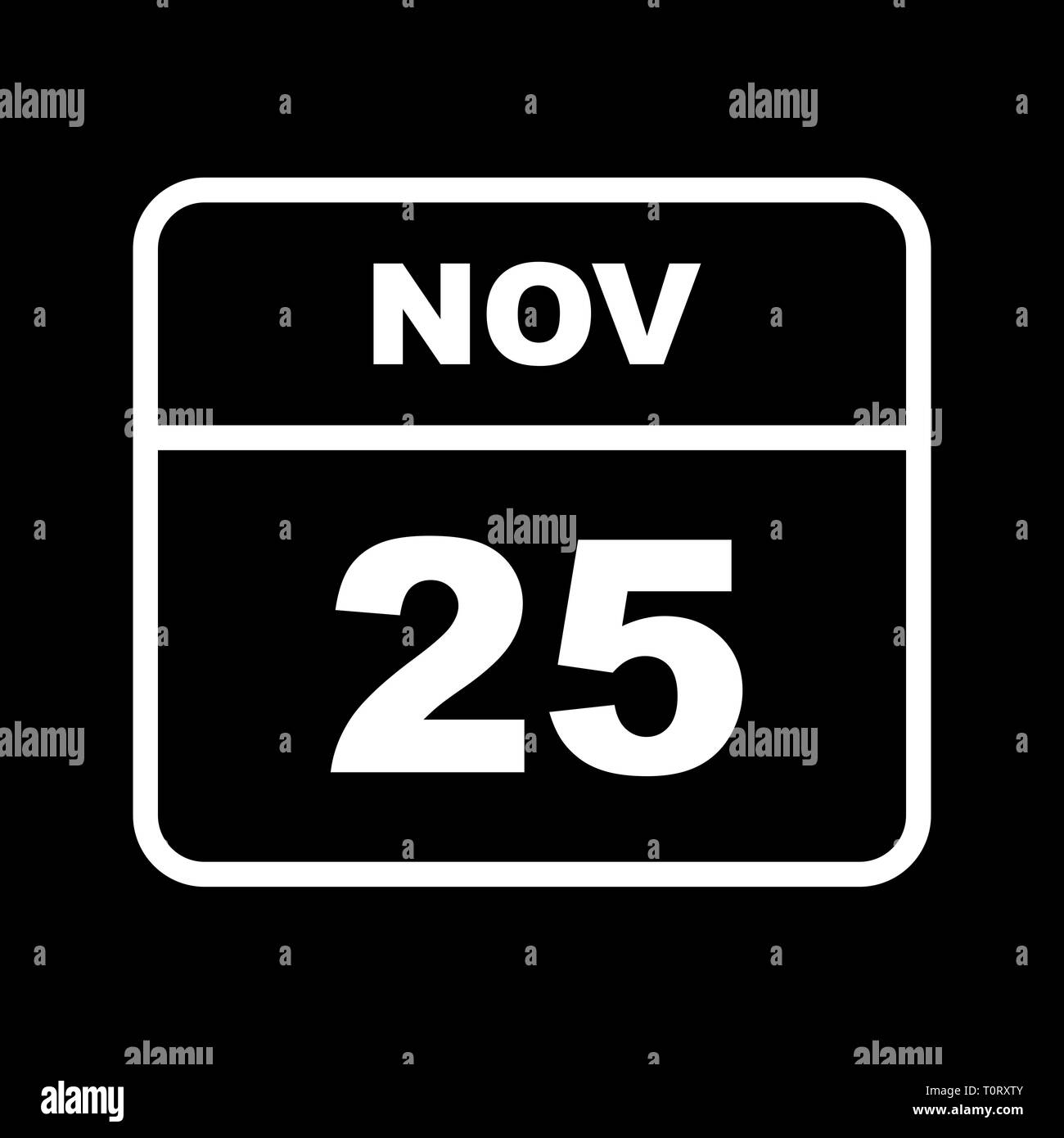 Calendar day 25 november Black and White Stock Photos & Images - Alamy