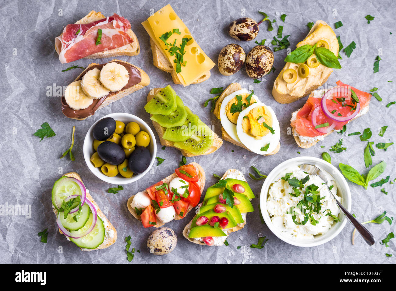 Sandwiches set background Stock Photo - Alamy