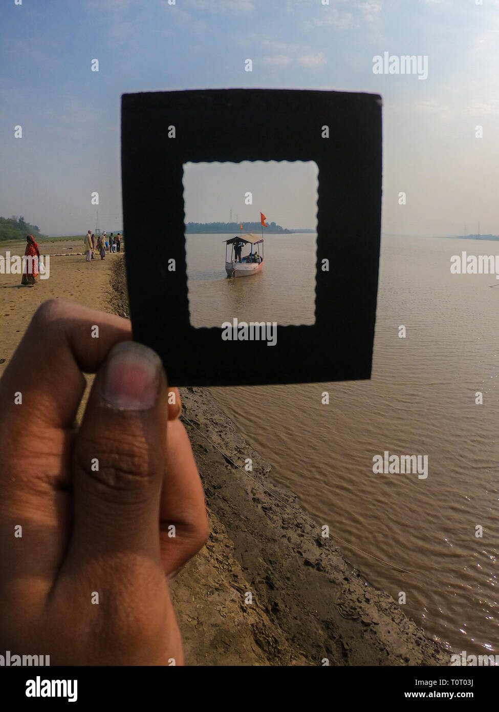 Boat being framed by a photographer Stock Photo - Alamy