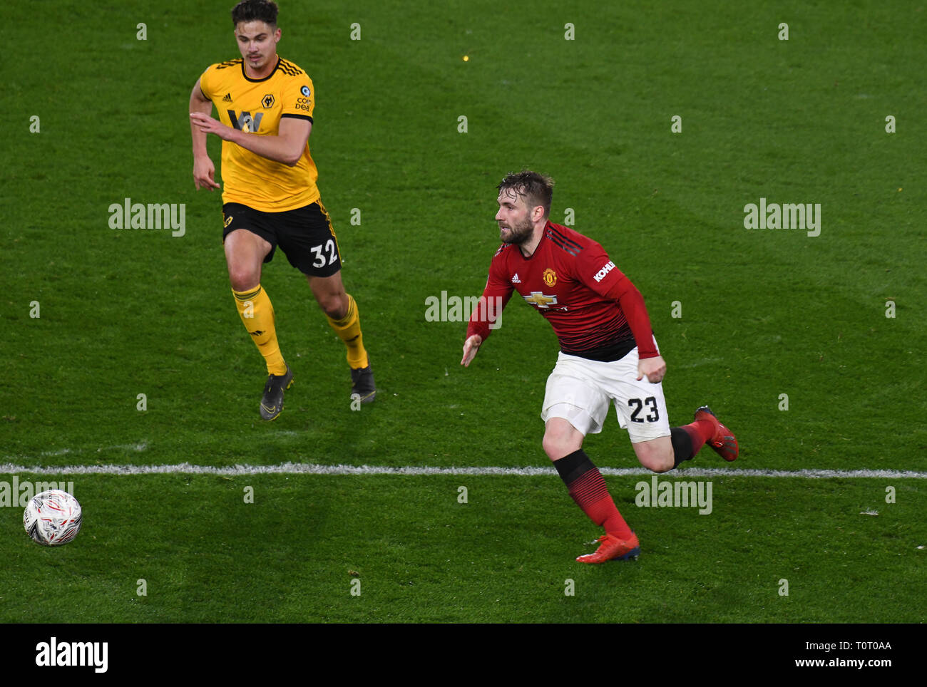 Football action footballer Luke Shaw Wolverhampton Wanderers v ...