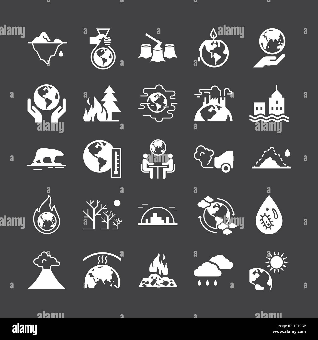 Set of vector icons on the theme of ecology, global warming and ecology ...