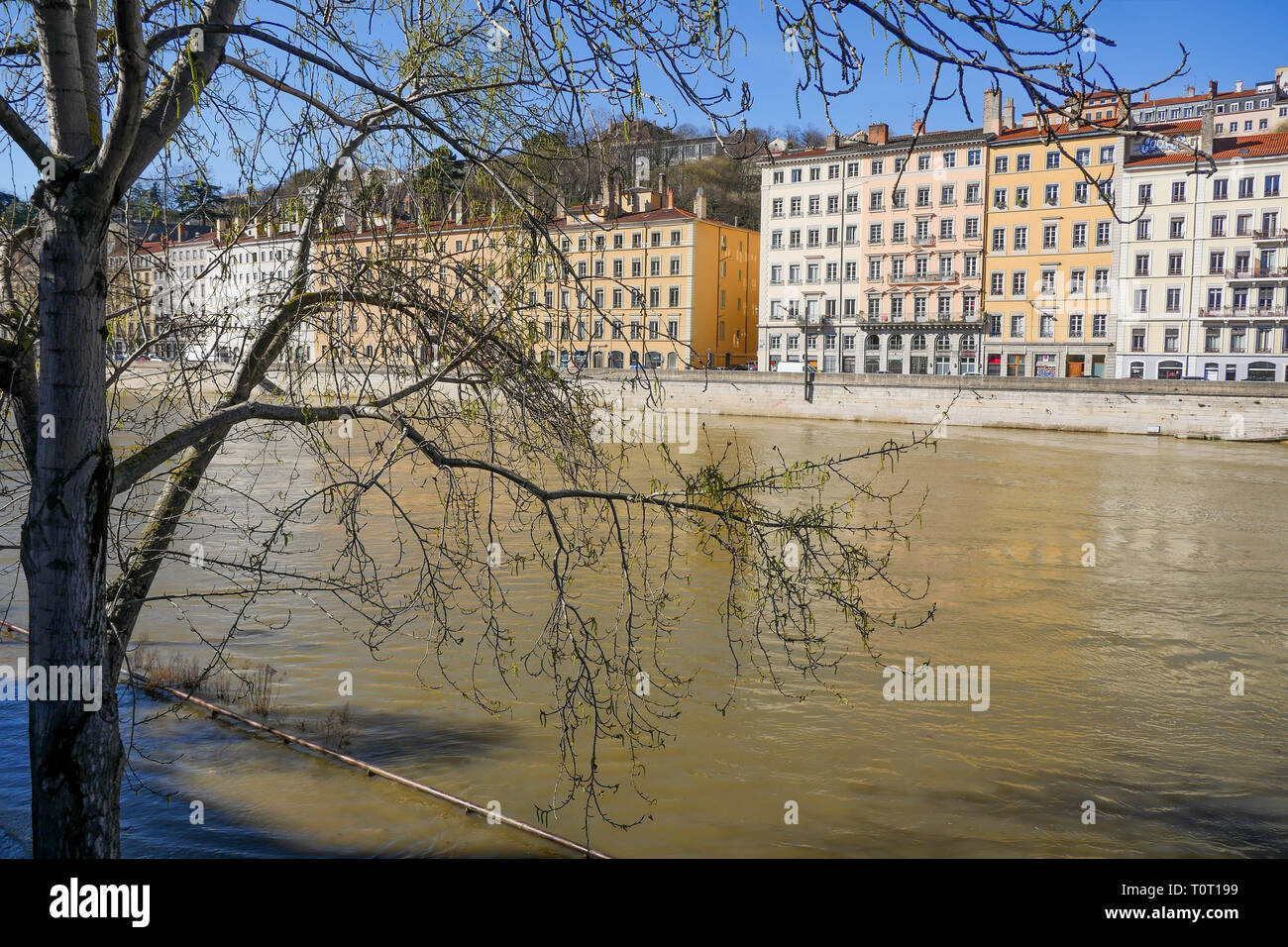 Flooding of River Saone, Lyon, France Stock Photo - Alamy