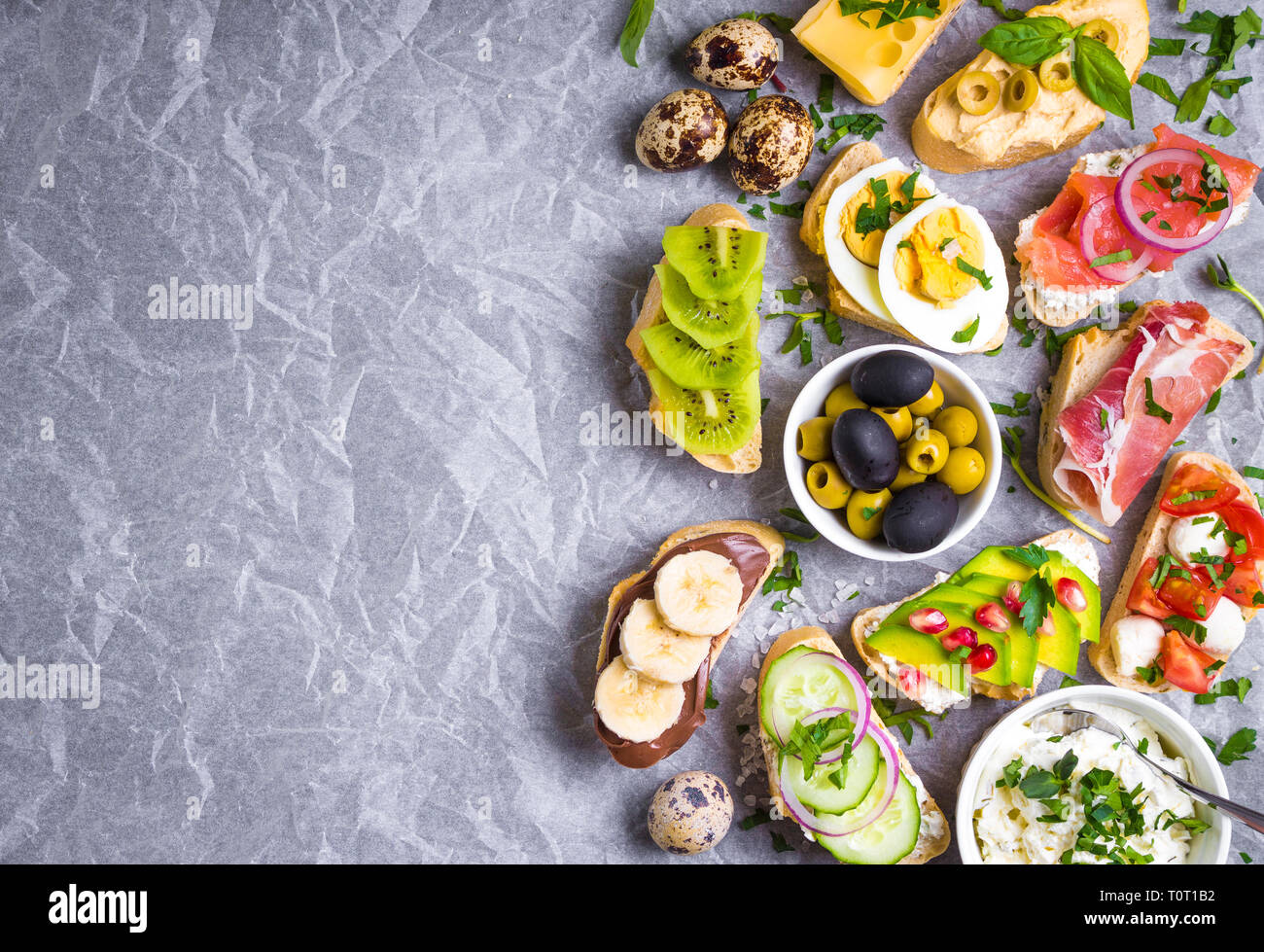 Sandwiches set background Stock Photo - Alamy
