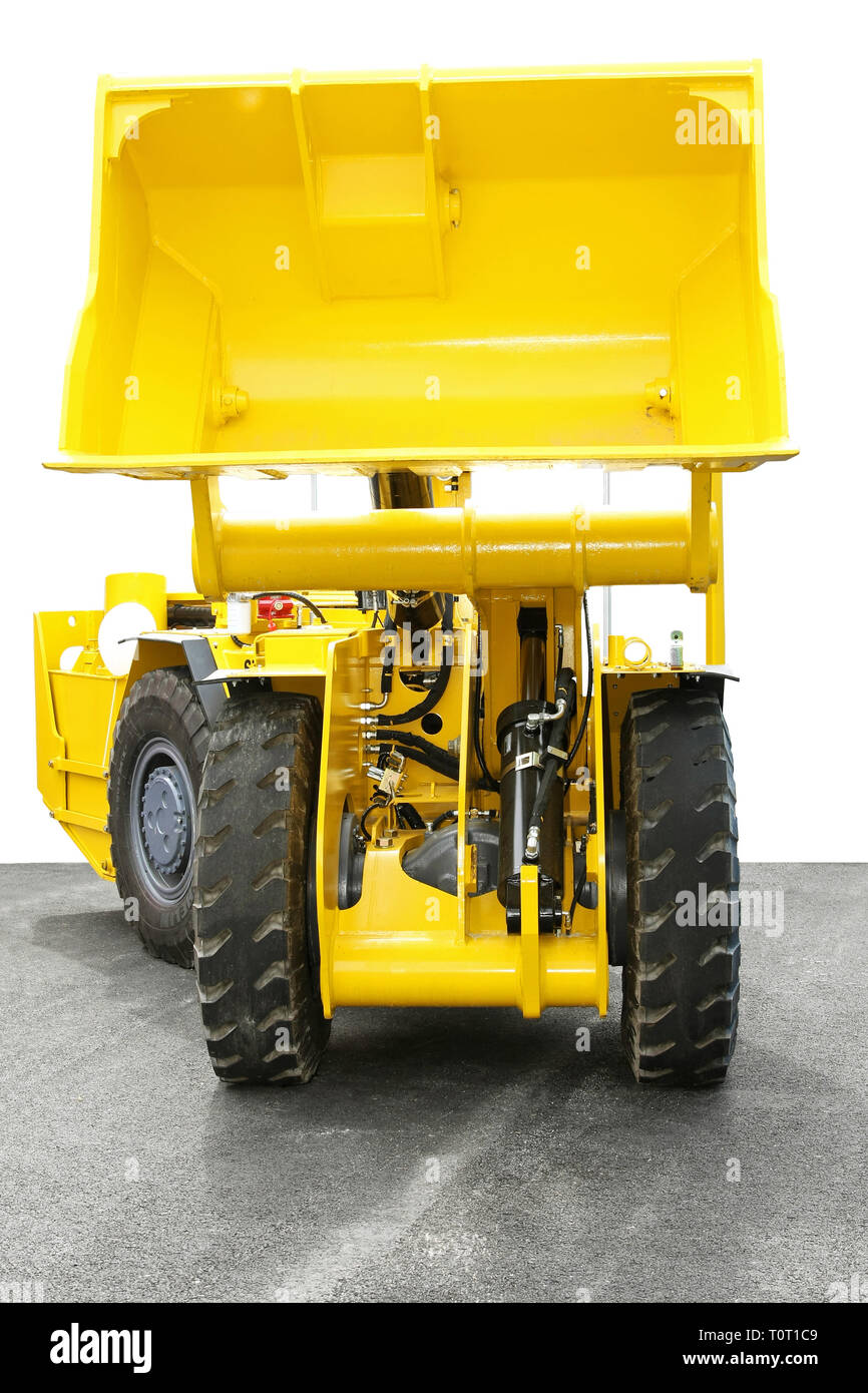 Front view of yellow heavy loader machine Stock Photo - Alamy