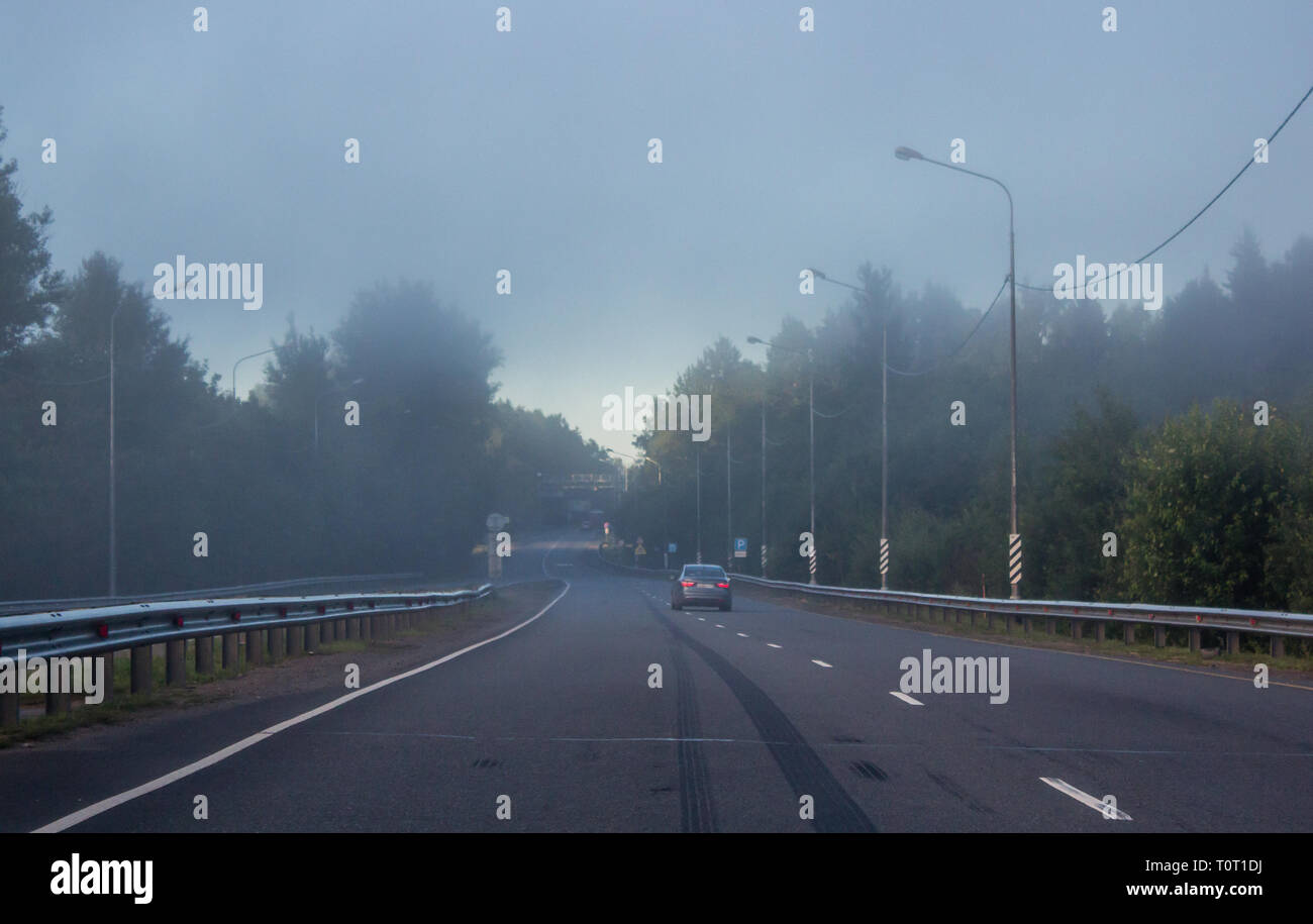 Russian asphalt road out of town. Travelling by car. Road views Stock ...