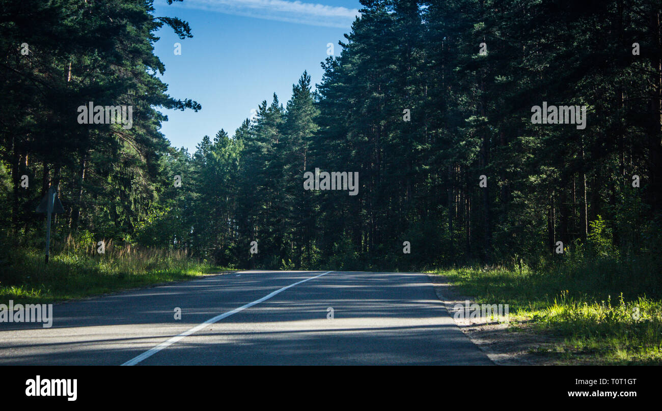 Russian asphalt road out of town. Travelling by car. Road views Stock ...