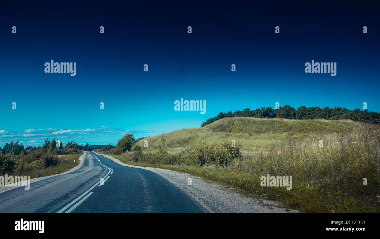 Russian asphalt road out of town. Travelling by car. Road views Stock ...