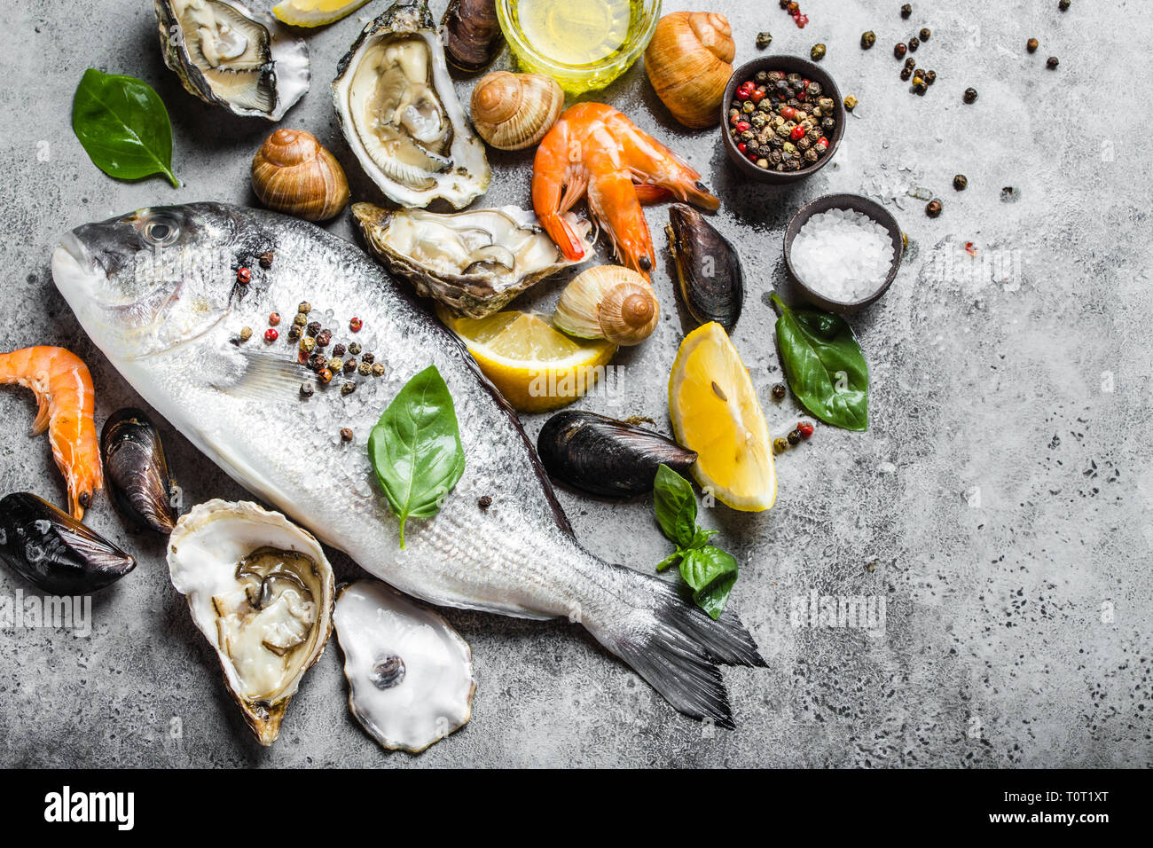 Seafood fresh assortment Stock Photo - Alamy