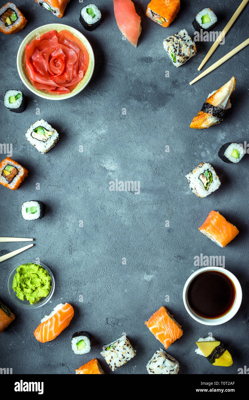 Japanese sushi background Stock Photo - Alamy