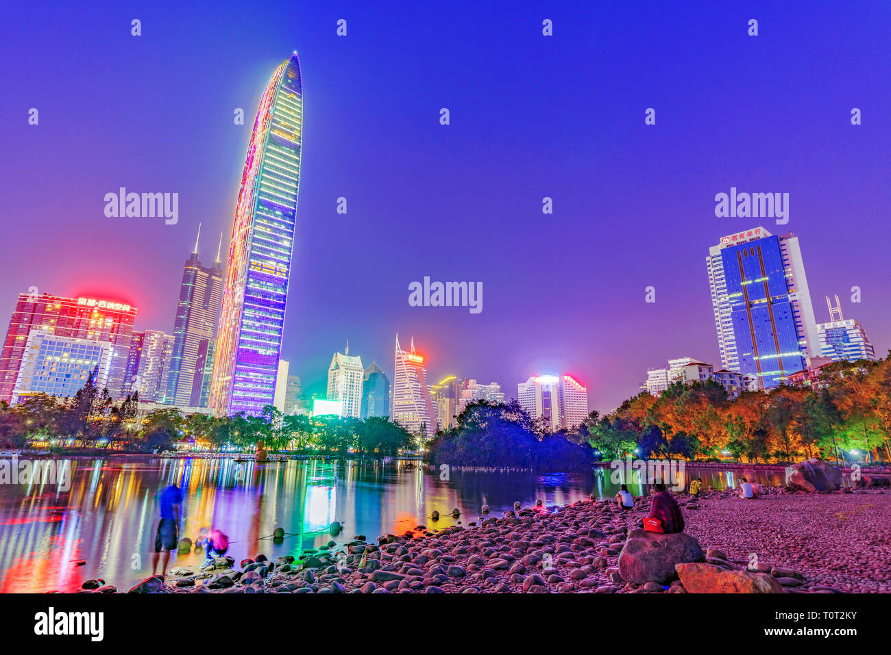 SHENZHEN, CHINA - OCTOBER 28: View of the Kingkey 100 skyscraper ...