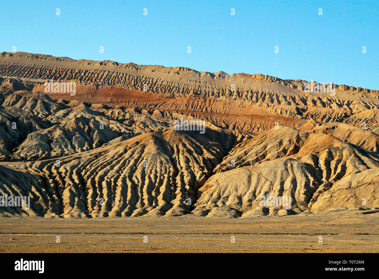 The Flaming Mountains outside of Turpan, Xinjiang province in west ...