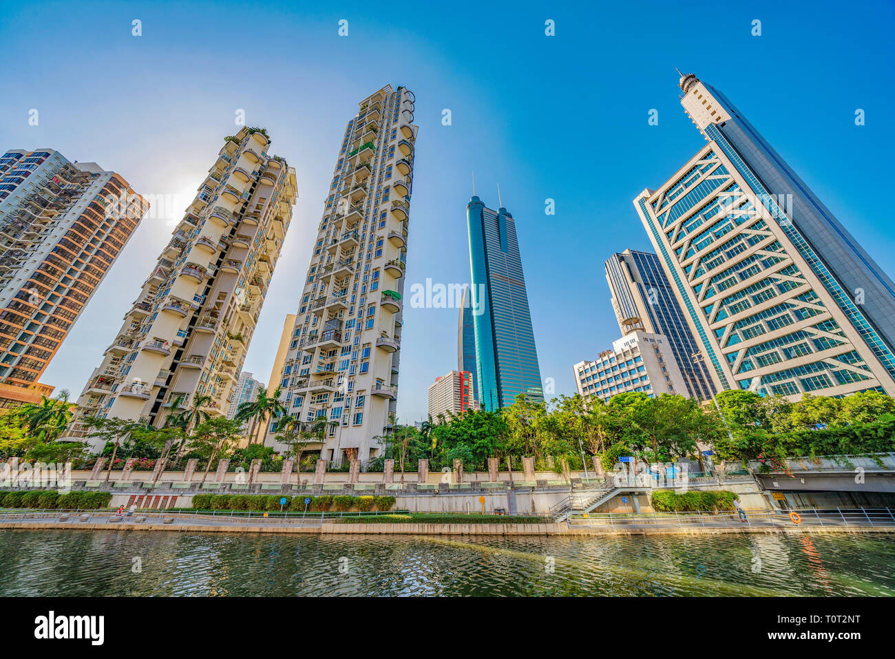 SHENZHEN, CHINA - OCTOBER 29: This is a view of high rise riverside ...