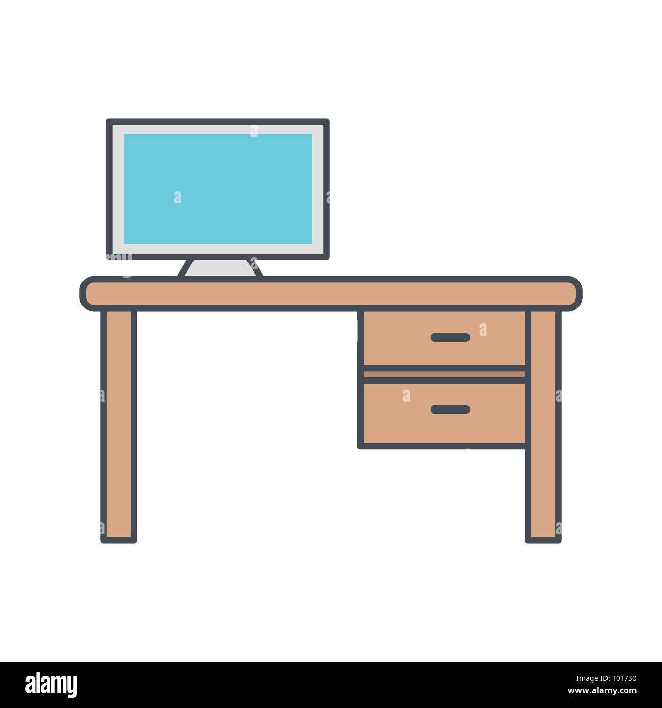Illustration Office Table Icon Stock Photo - Alamy
