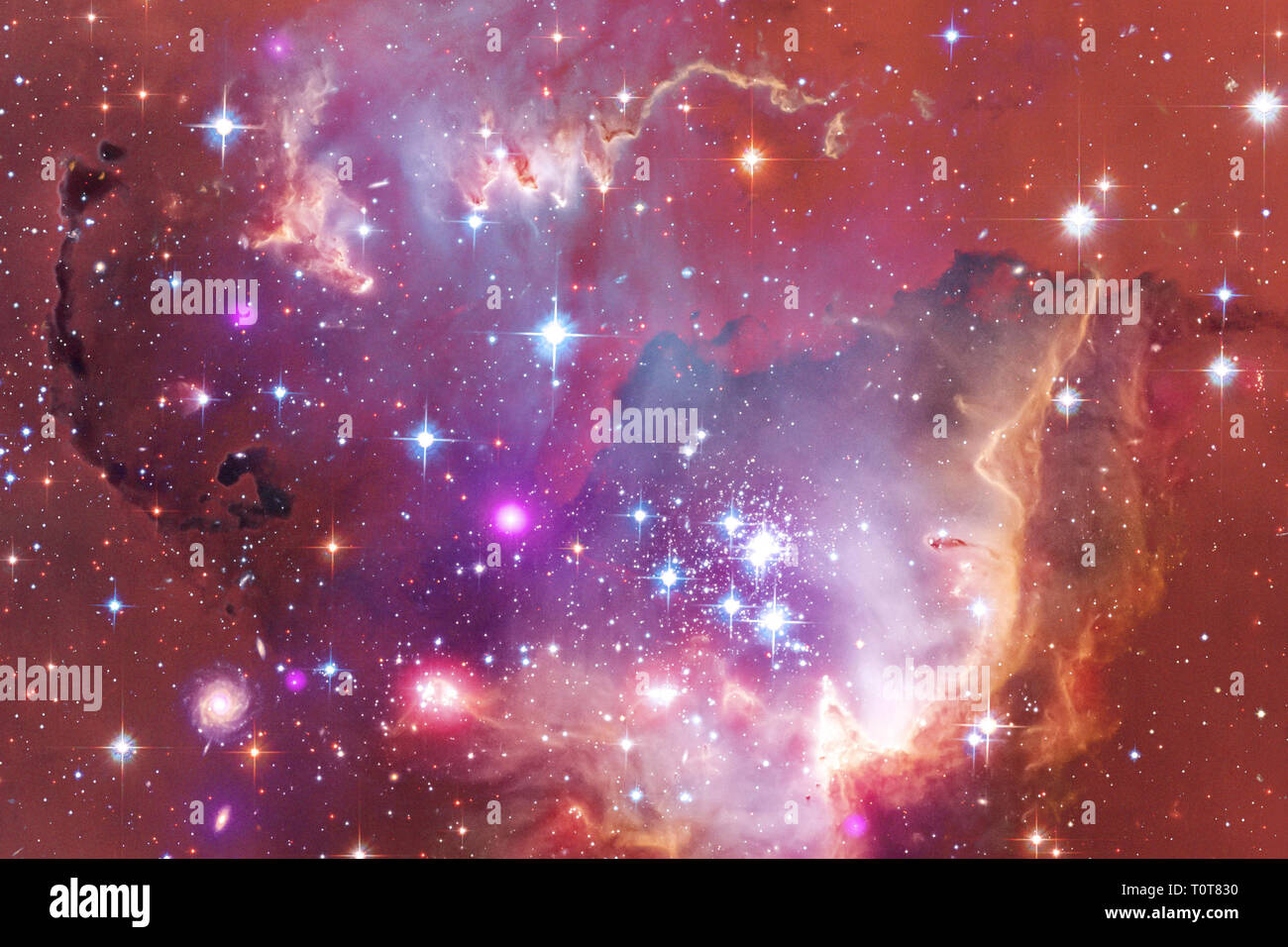 Outer space art. Nebulas, galaxies and bright stars in beautiful ...