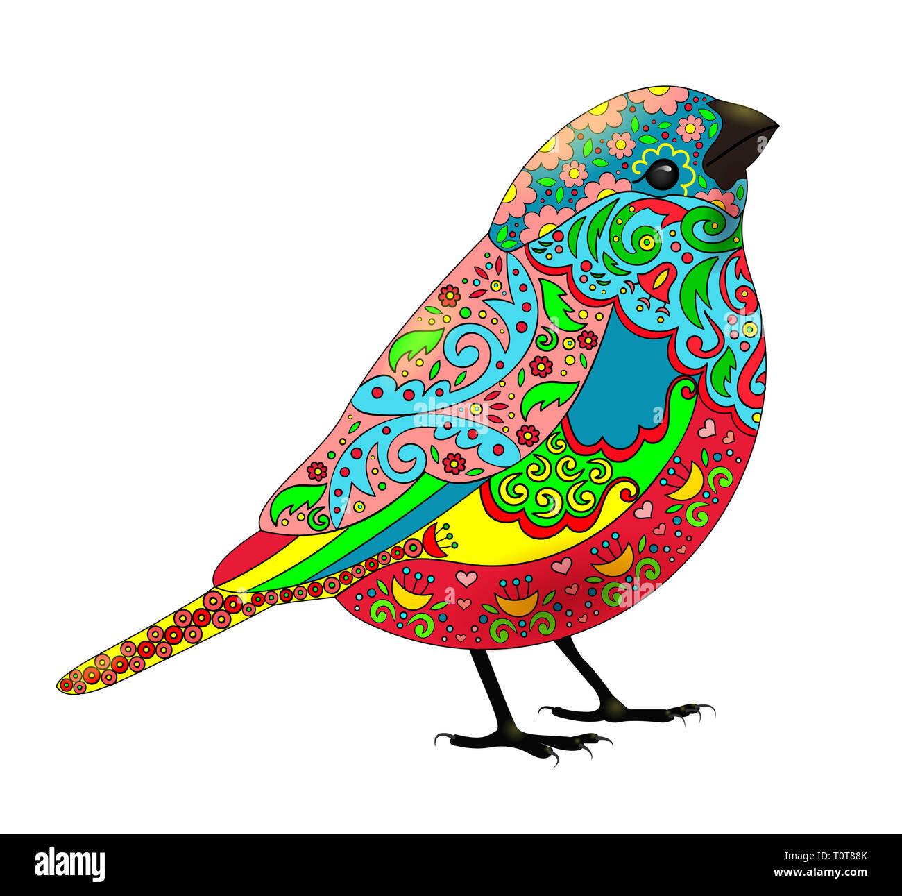 Zentangle bird colorful bird colorful patterns Stock Photo - Alamy