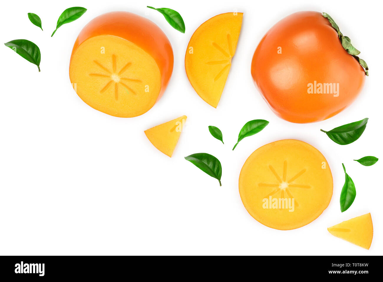persimmon slice isolated on white background with copy space for your ...