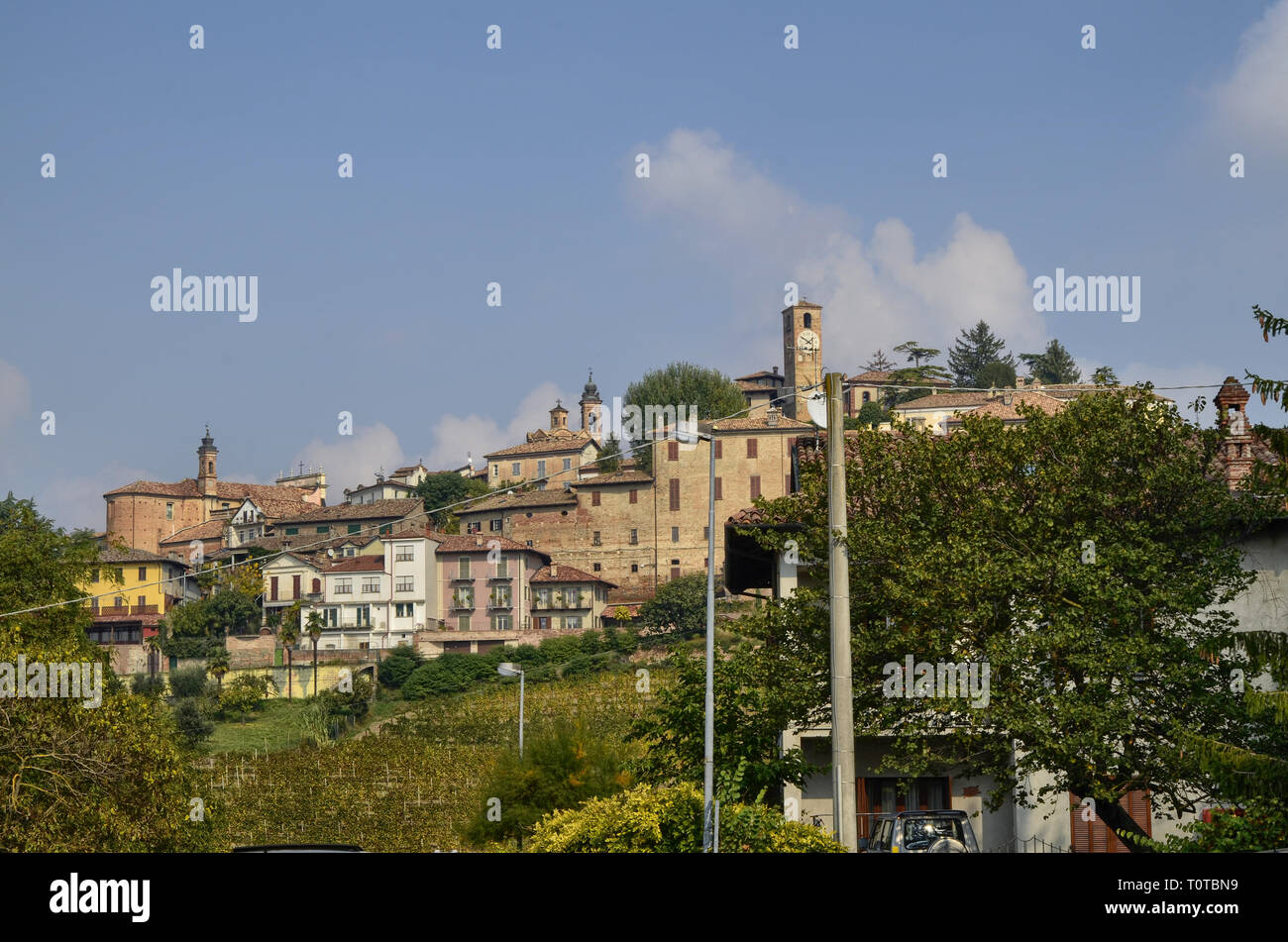 Neive, Italy. October 2018. Going up towards the village the view is ...