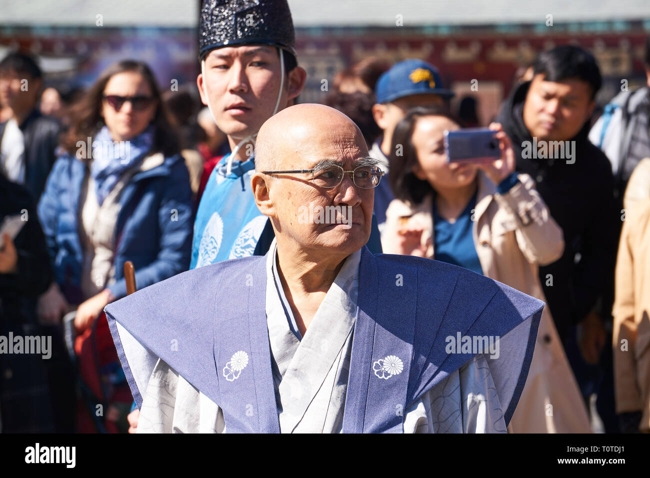Japanese man in traditional garb during the Jigen Memorial Ceremony at ...
