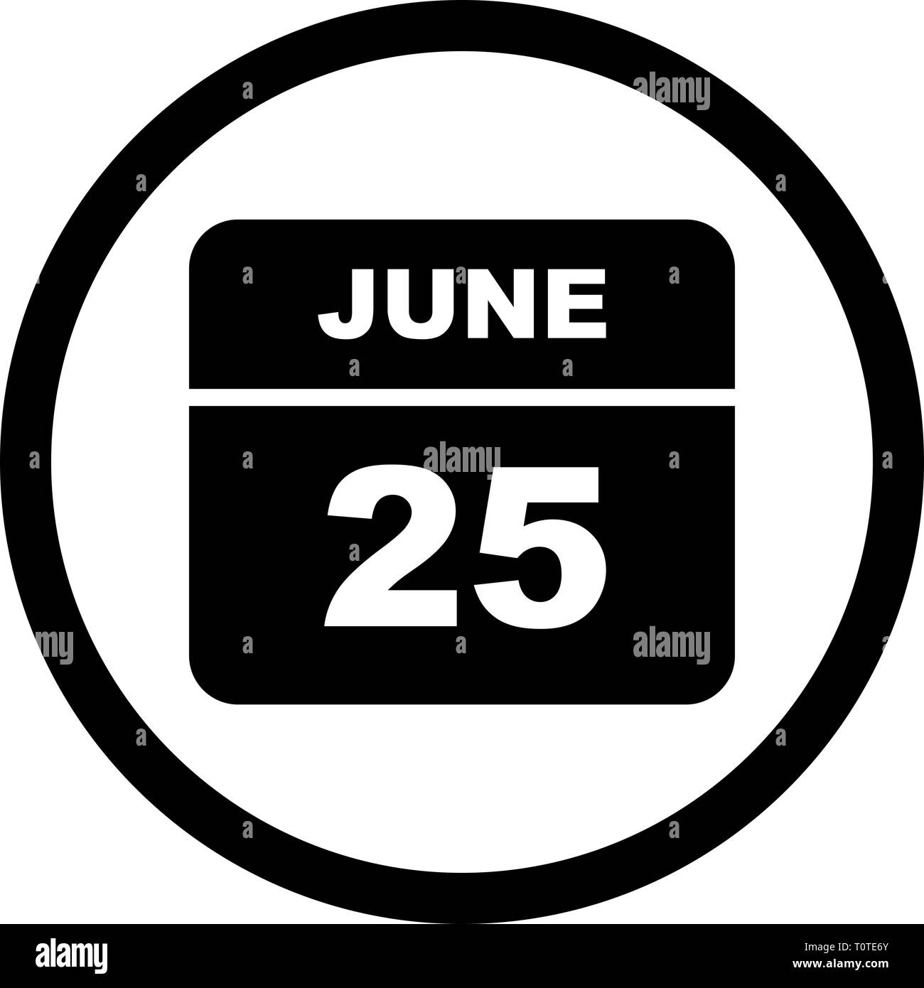 June 25th Date on a Single Day Calendar Stock Photo - Alamy