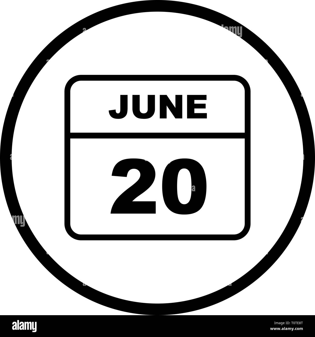June 20th Date on a Single Day Calendar Stock Photo - Alamy