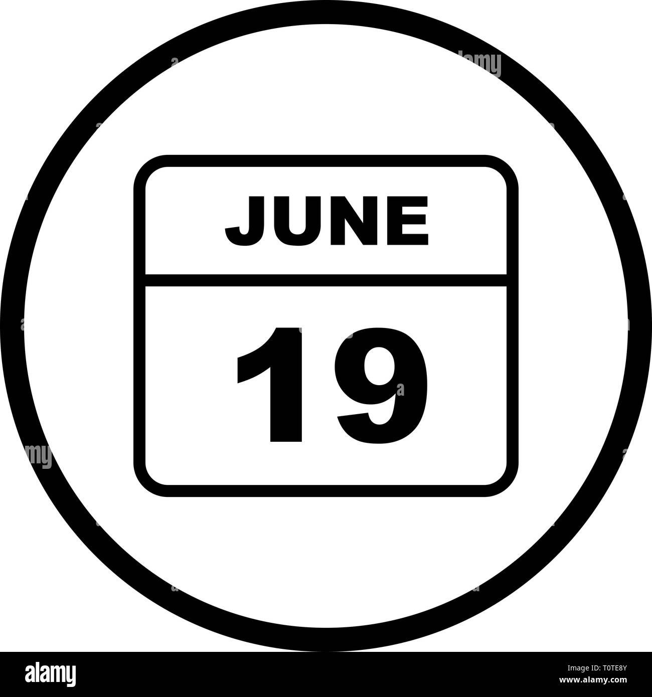 June 19th Date on a Single Day Calendar Stock Photo - Alamy