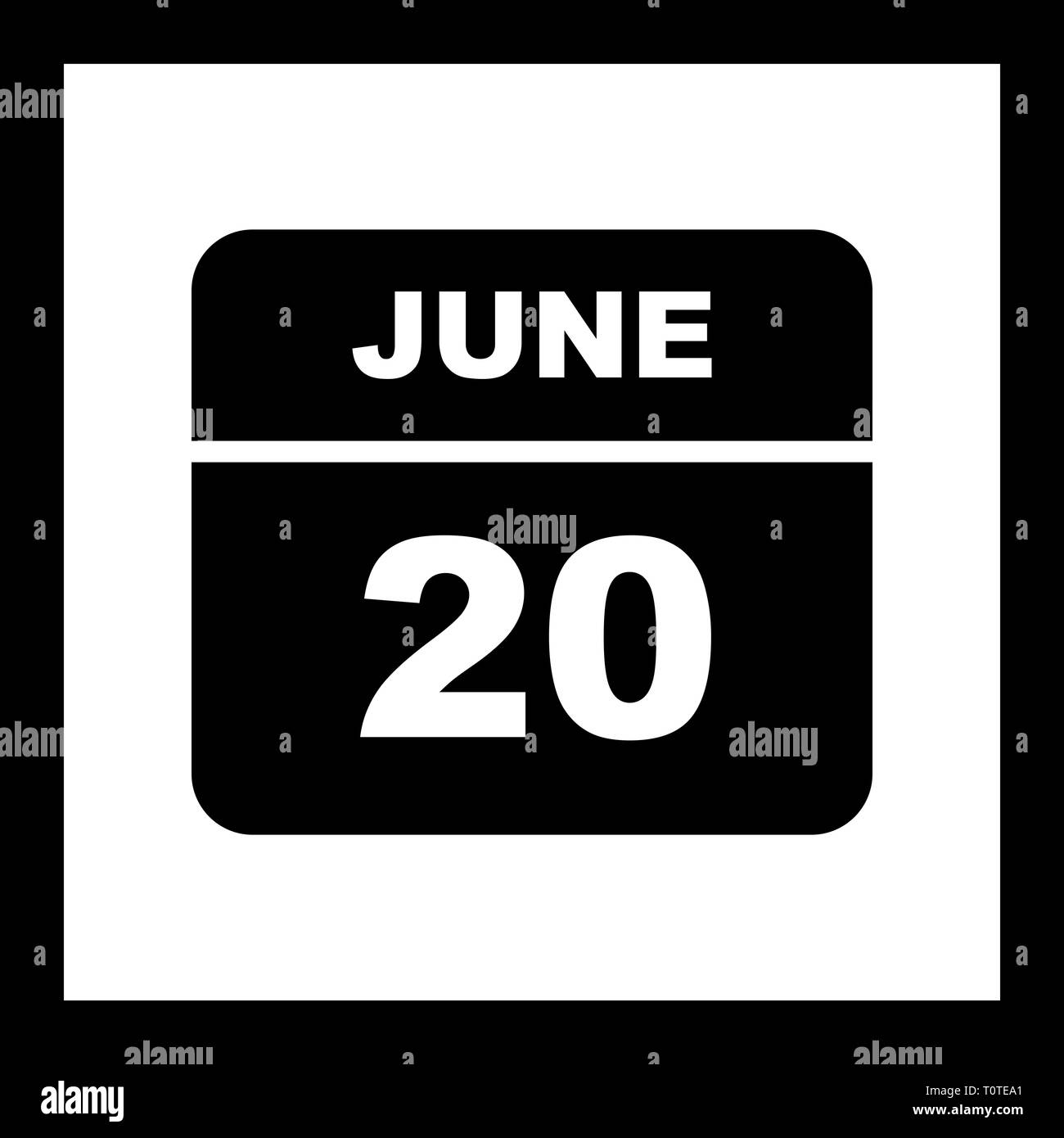 June 20th Date on a Single Day Calendar Stock Photo - Alamy