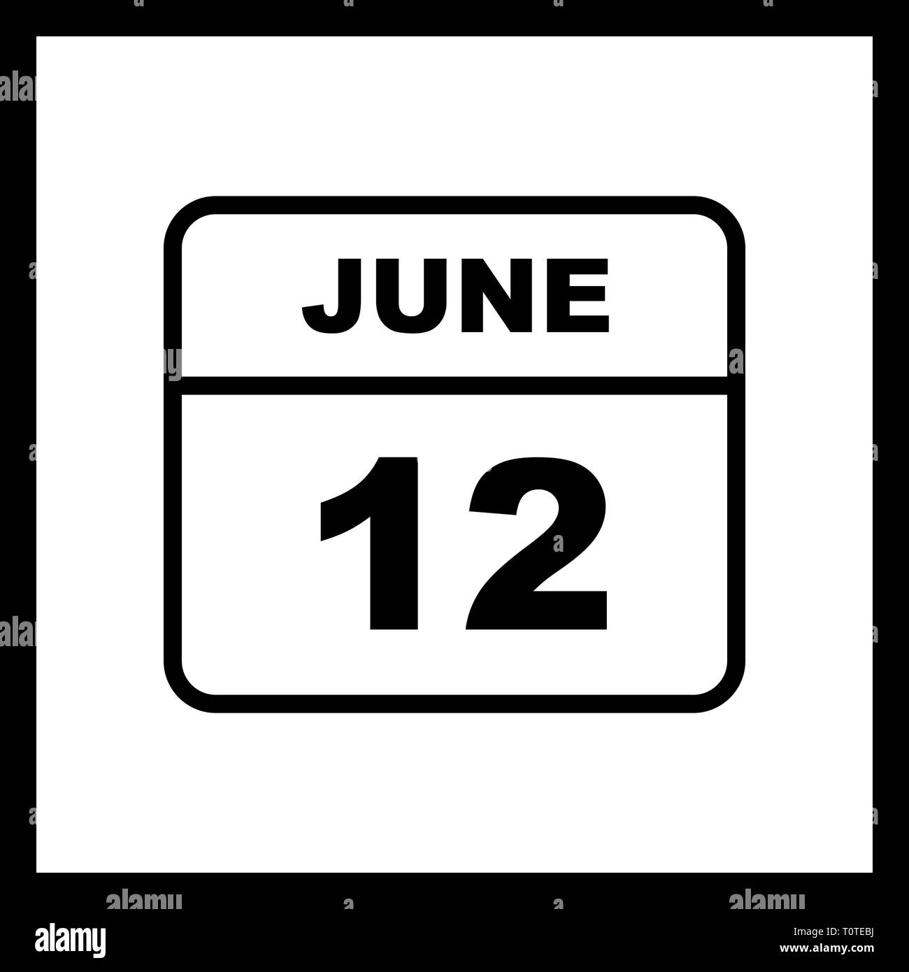 June 12th Date on a Single Day Calendar Stock Photo - Alamy