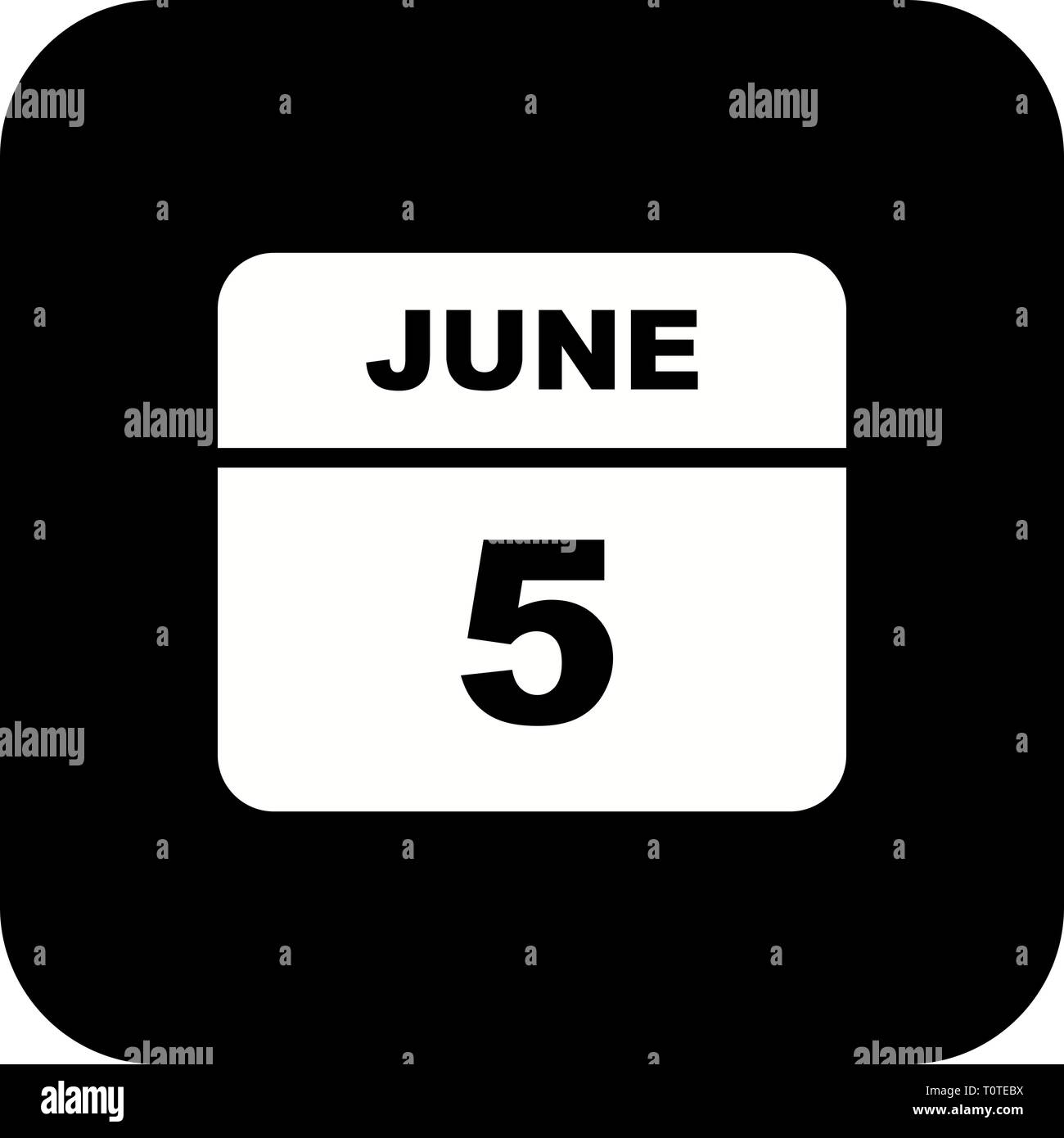 June 5th Date on a Single Day Calendar Stock Photo - Alamy