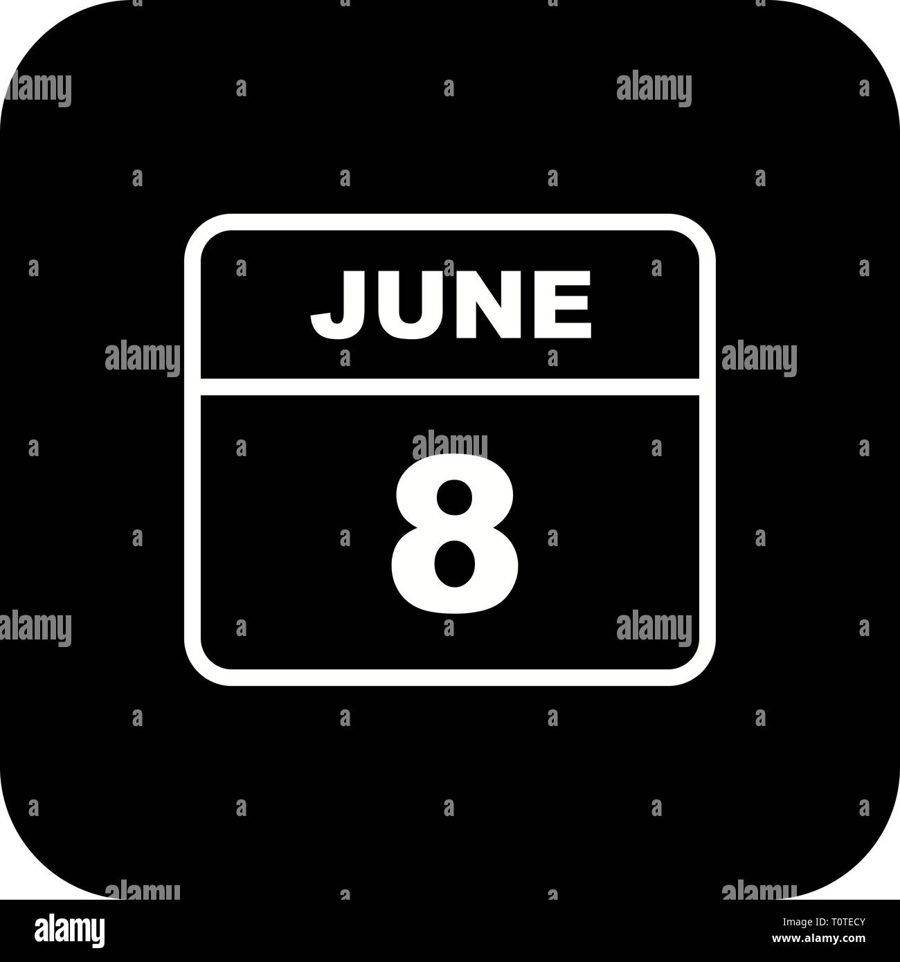 June 8th Date on a Single Day Calendar Stock Photo - Alamy