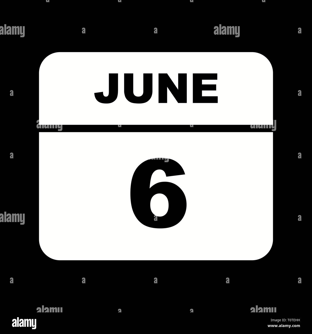 June 6th Date on a Single Day Calendar Stock Photo - Alamy
