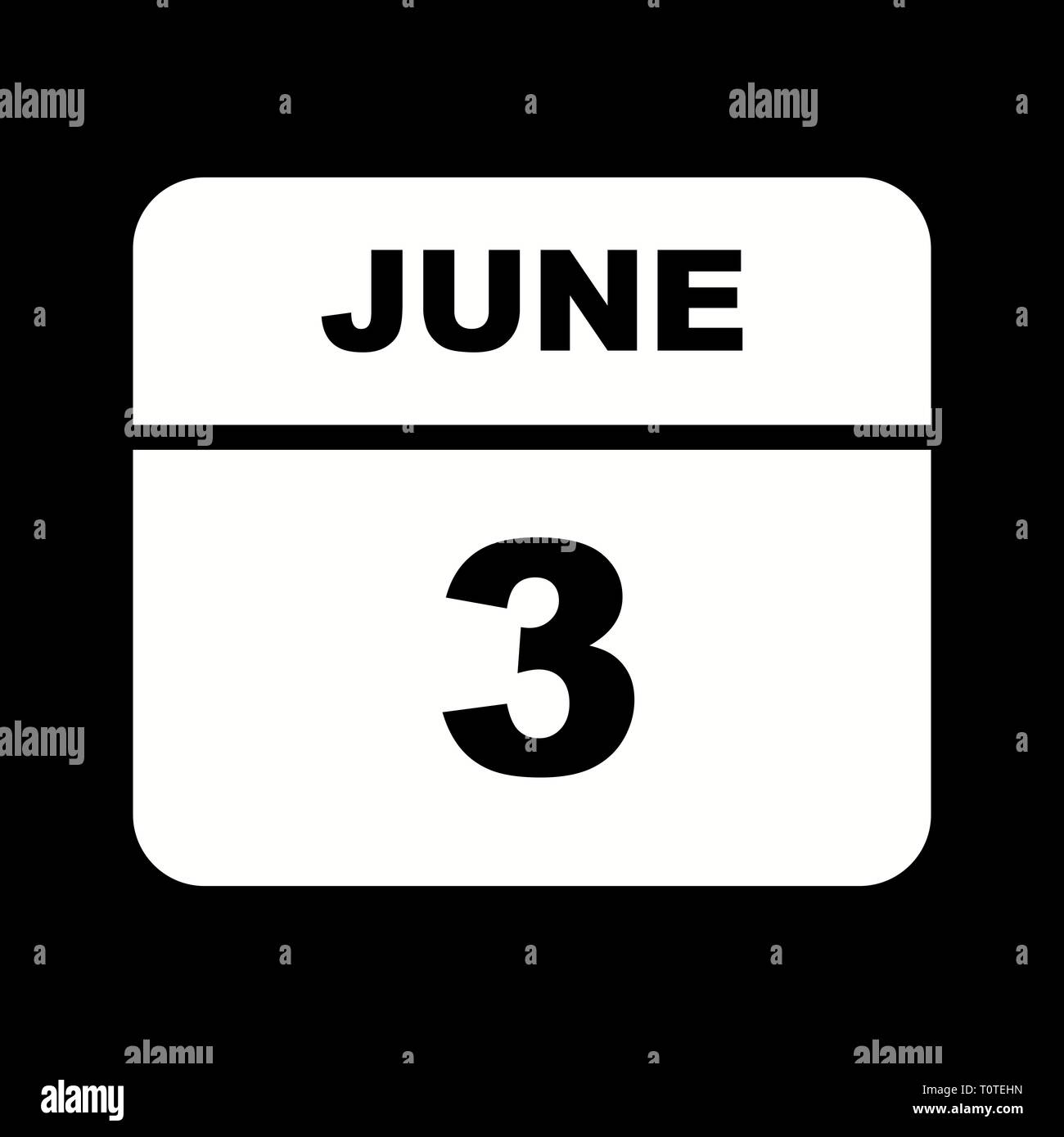 June 3rd Date on a Single Day Calendar Stock Photo - Alamy