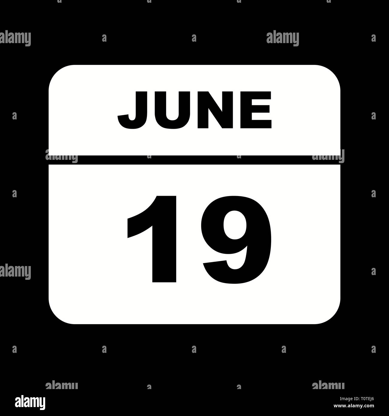 June 19th Date on a Single Day Calendar Stock Photo - Alamy