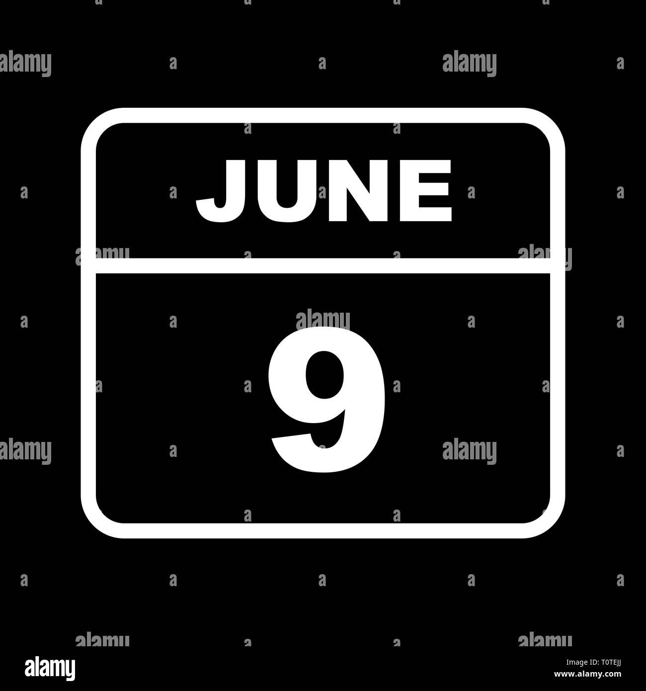 June 9th Date on a Single Day Calendar Stock Photo - Alamy