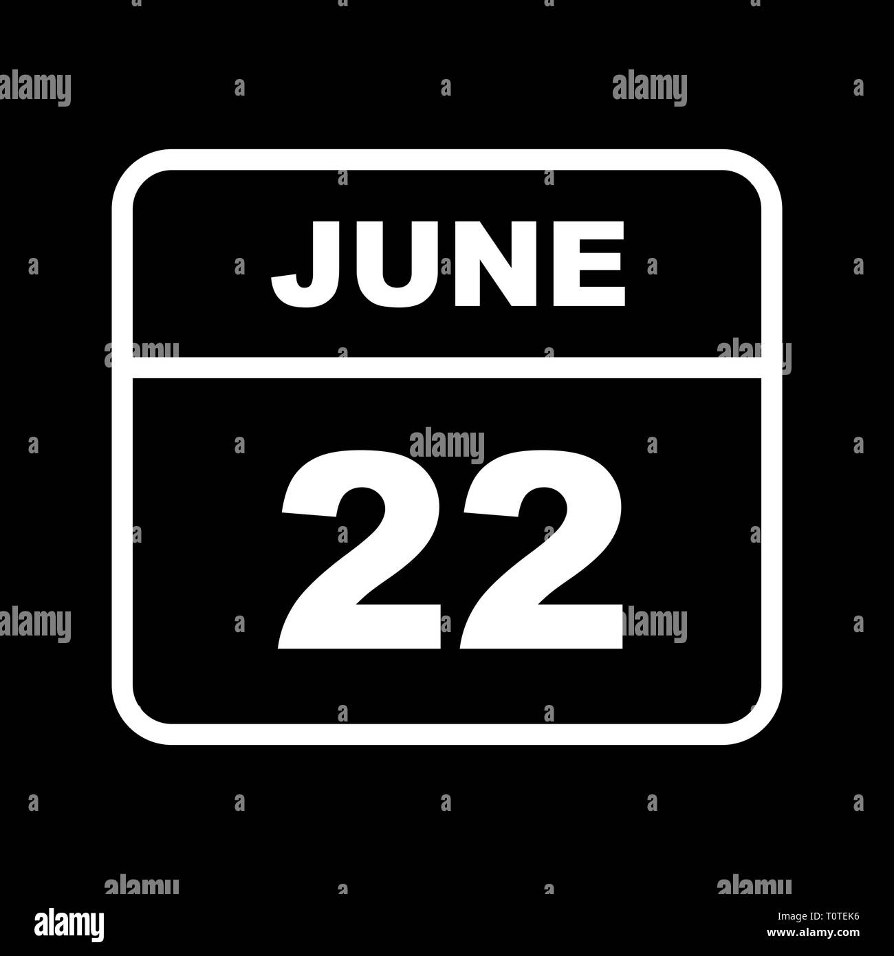 June 22nd Date on a Single Day Calendar Stock Photo - Alamy