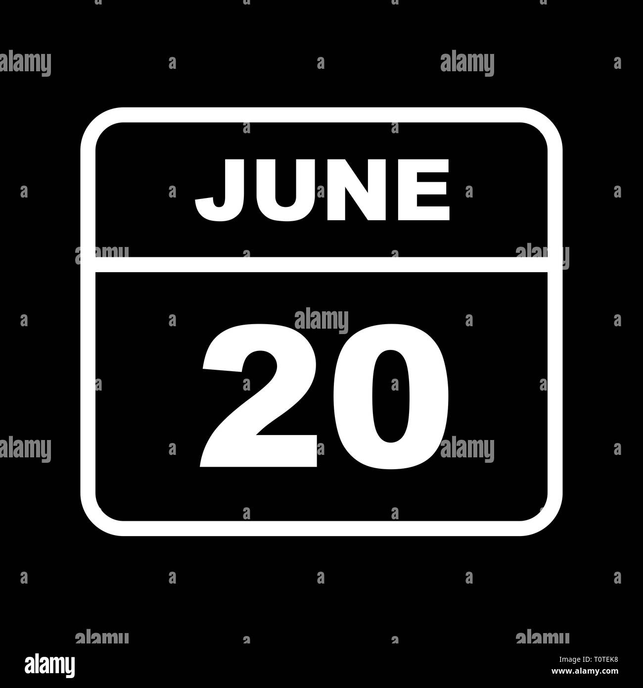 June 20th Date on a Single Day Calendar Stock Photo - Alamy