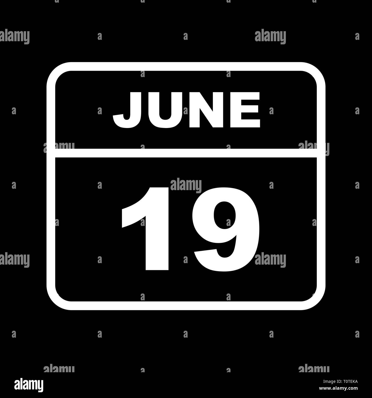 June 19th Date on a Single Day Calendar Stock Photo - Alamy