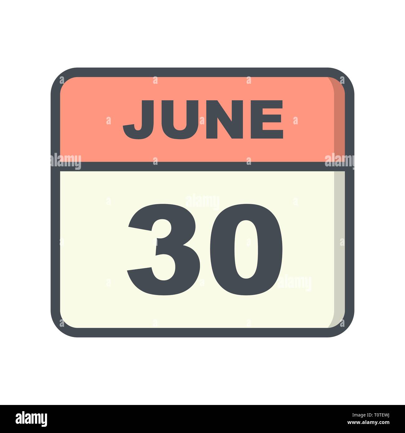 June 30th Date on a Single Day Calendar Stock Photo - Alamy