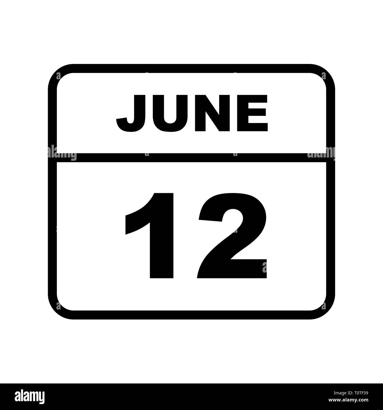 June 12th Date on a Single Day Calendar Stock Photo - Alamy