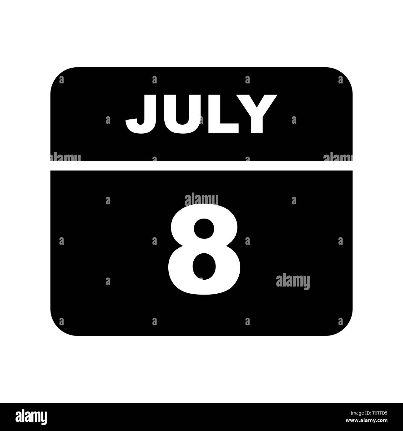 July 8th Date on a Single Day Calendar Stock Photo - Alamy