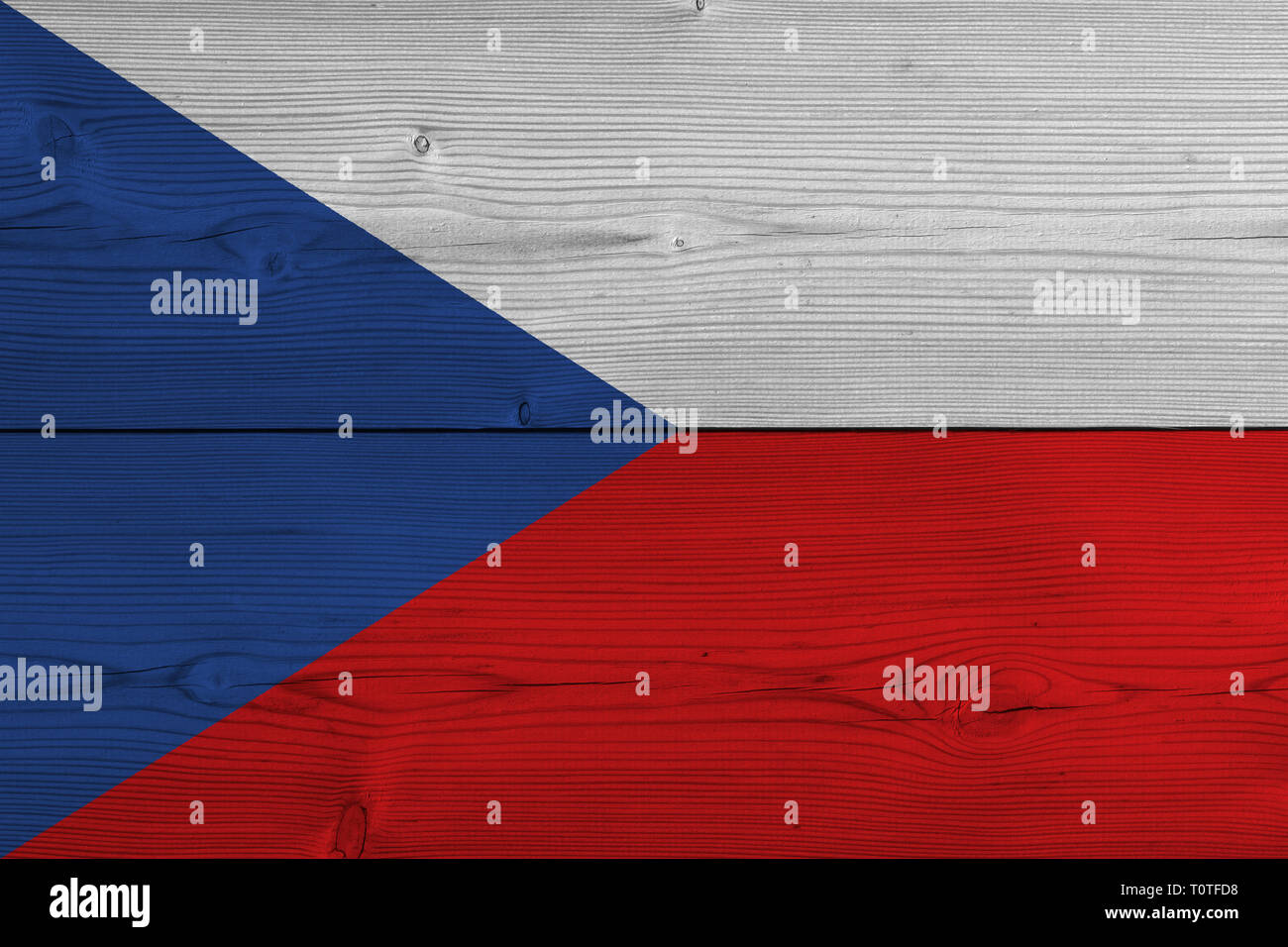 Czech Republic flag painted on old wood plank. Patriotic background ...