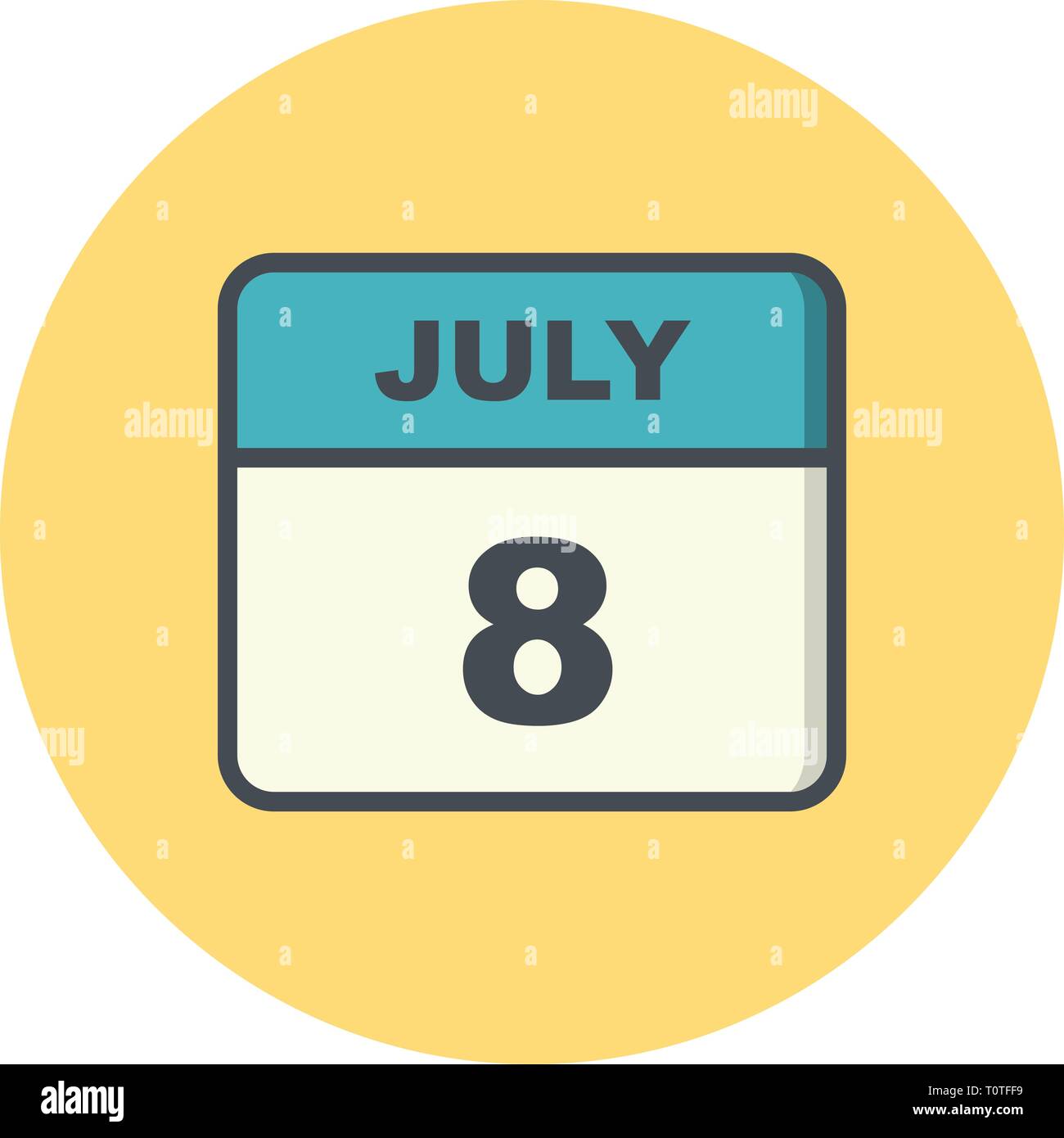 July 8th Date on a Single Day Calendar Stock Photo - Alamy