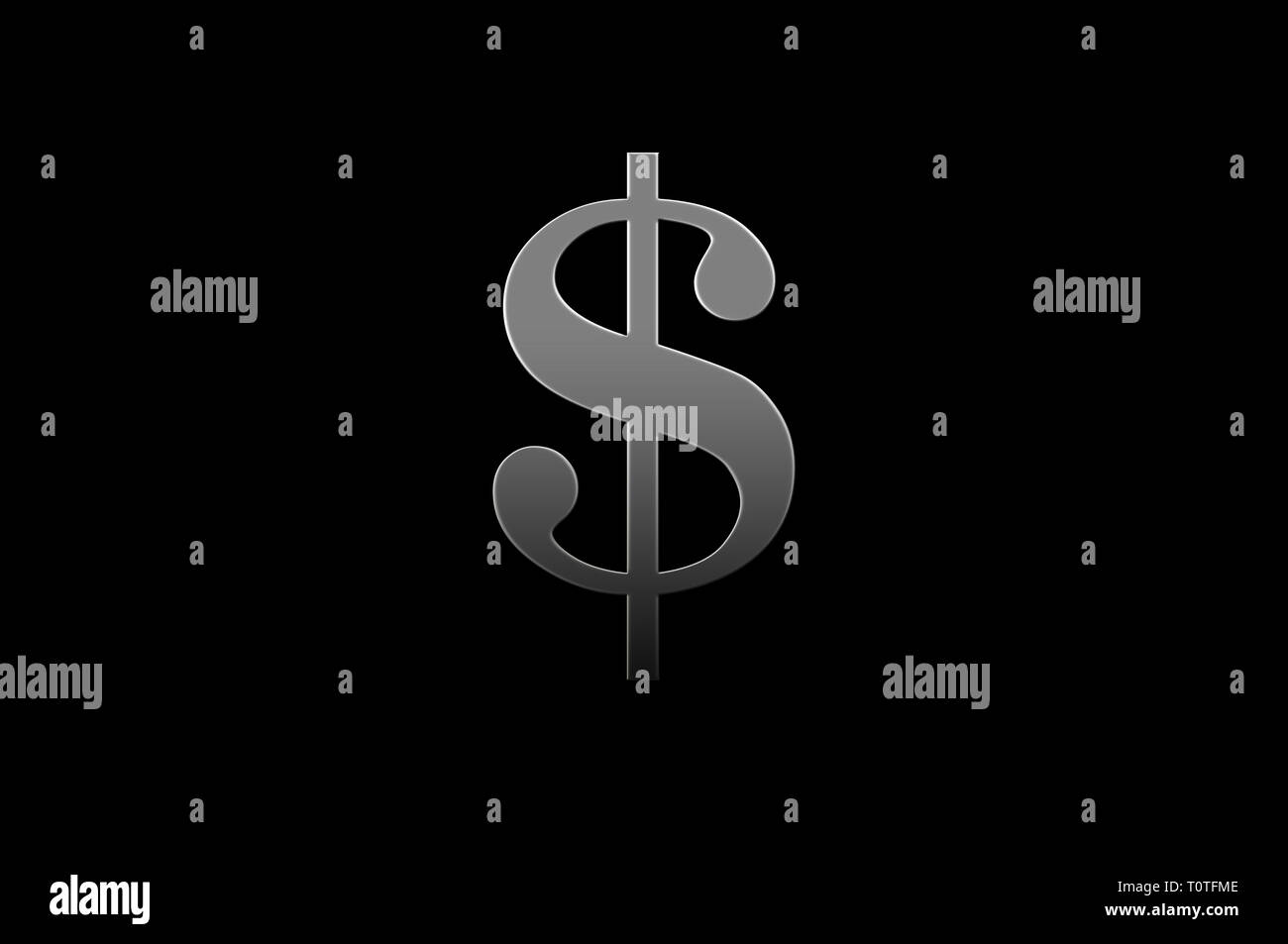 Illustration of Silver Dollar Sign on a Black Background Stock Photo ...