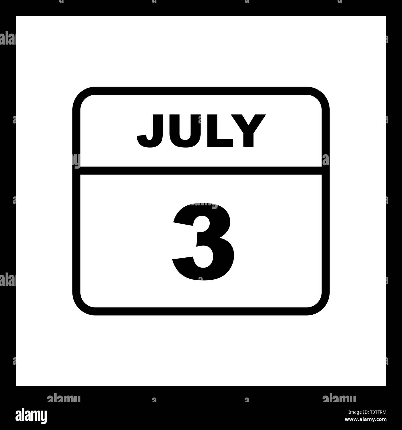 July 3rd Date on a Single Day Calendar Stock Photo - Alamy